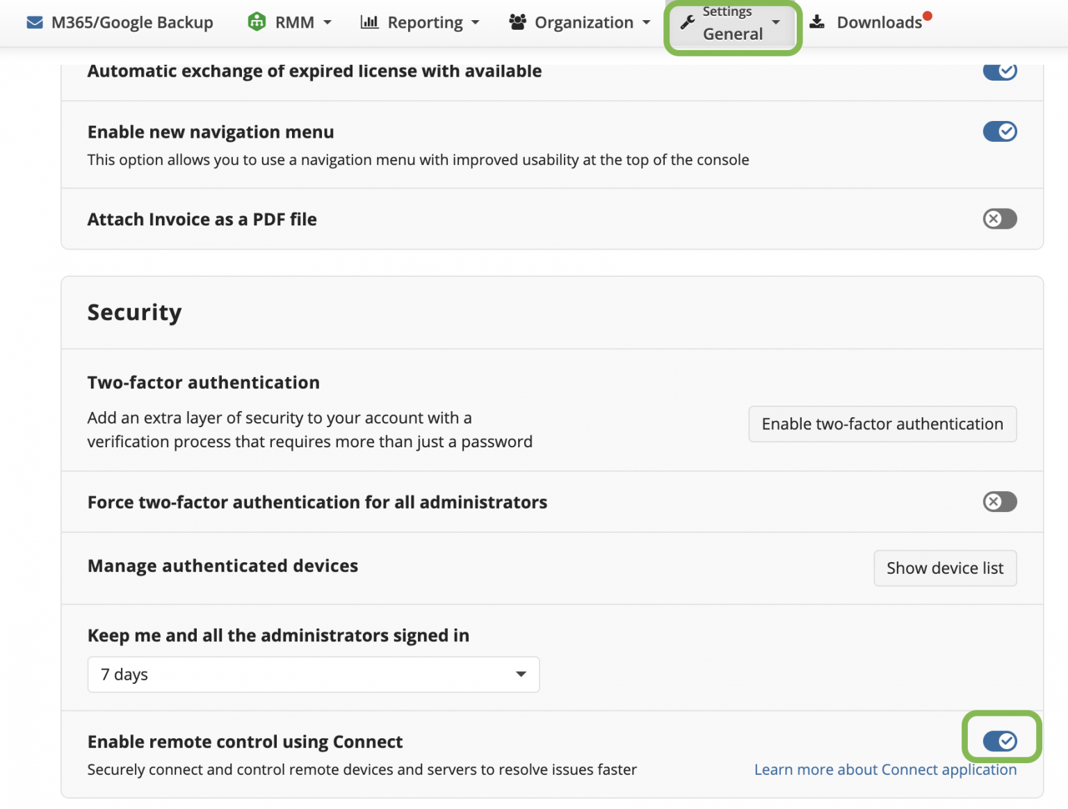 Remote Access in the MSP360 Control Mobile App