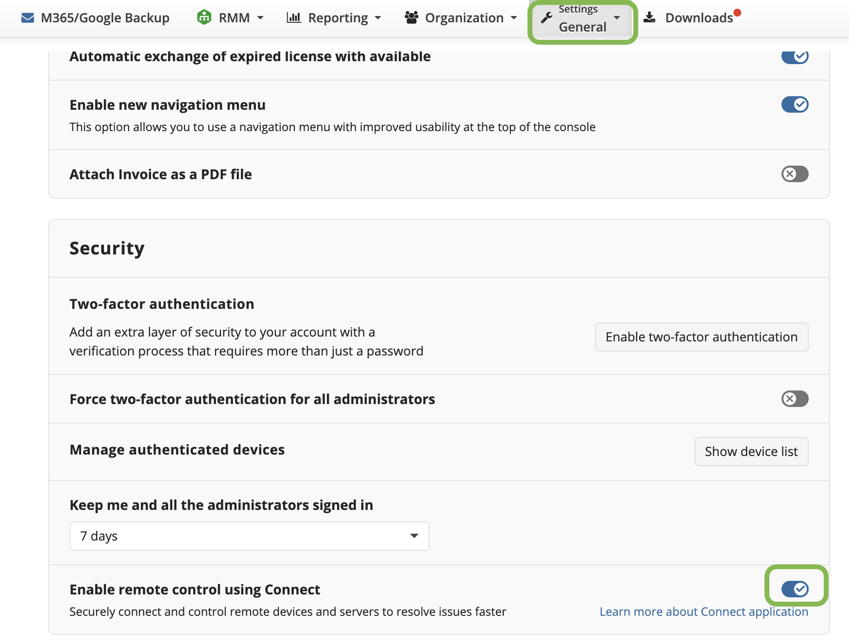 Remote Access in the MSP360 Control Mobile App