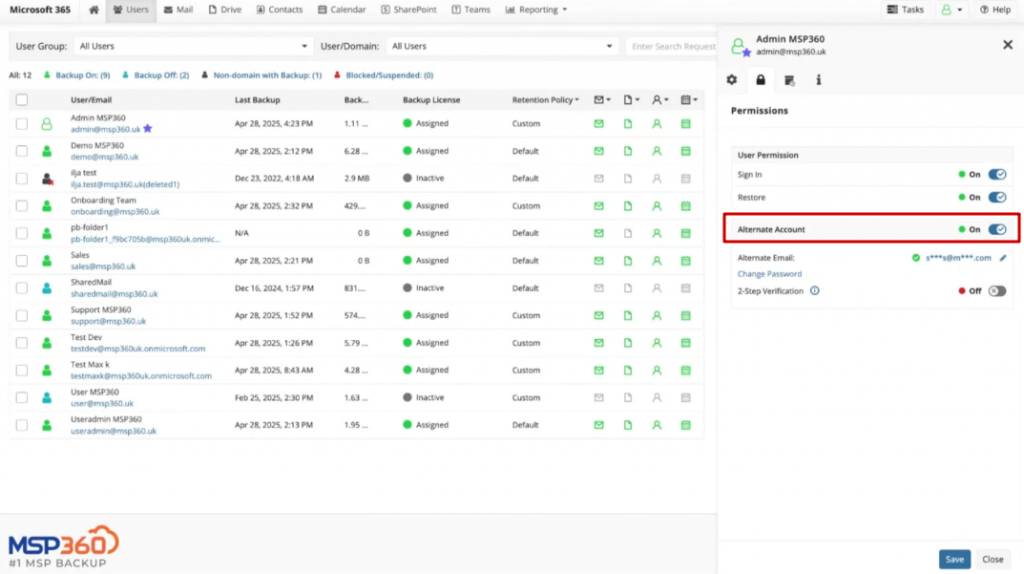 MSP360 Backup for M365/Google: Roles & Permissions