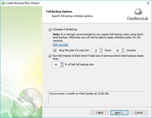 MSP360 Backup: Scheduling Full Backup