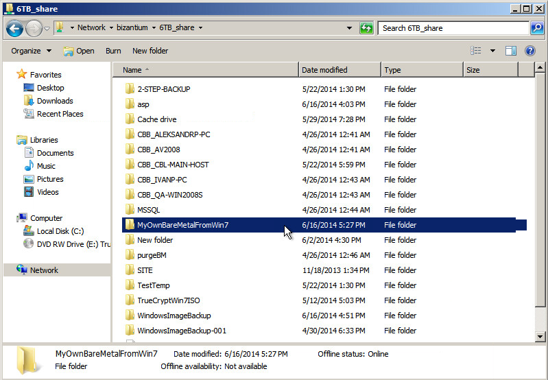 Bare Metal Backup for Windows Server 2008 and Windows 7, 8