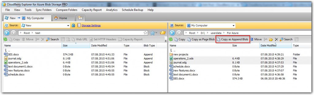 MSP360 Explorer: Azure Append Blobs Support MSP360 Explorer: Azure Append Blobs Support