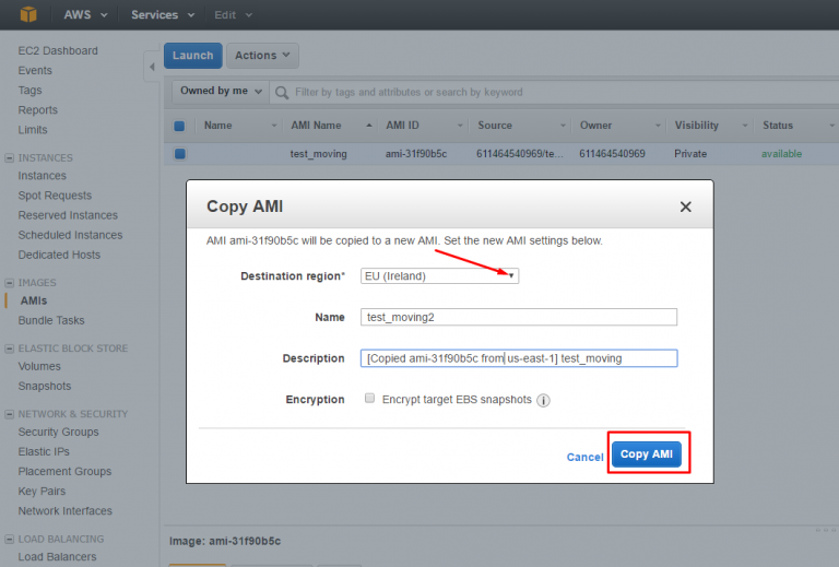 Move Amazon EC2 Instance to Another AZ, VPC or Region