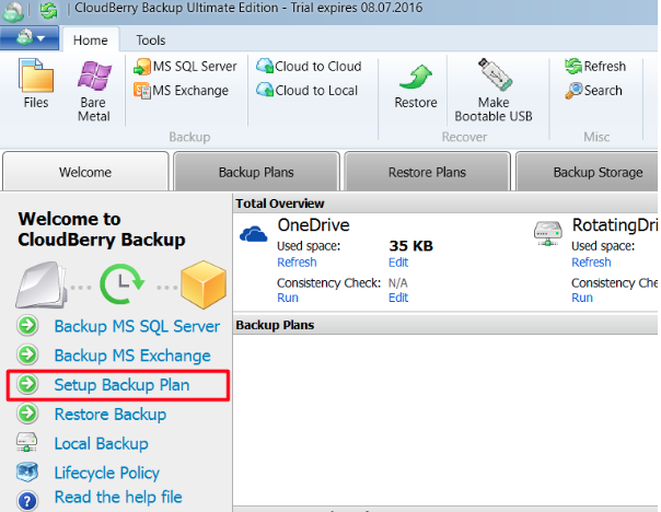 Using Rotating Drives Strategy with MSP360 Backup