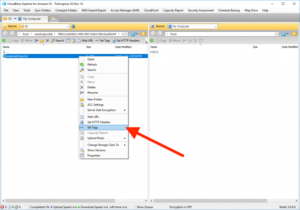 Amazon S3 Object Tagging in MSP360 Explorer
