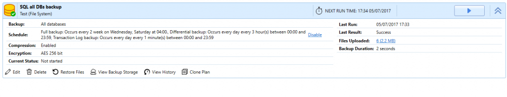 SQL Database Backup with MSP360