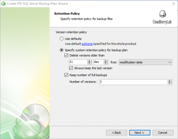 SQL Database Backup with MSP360