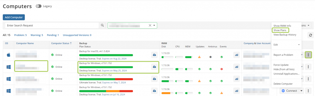 Backup Remote Management in MSP360 Managed Backup