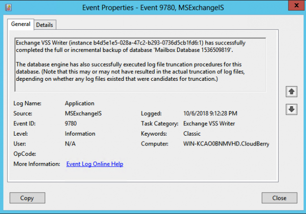 Microsoft Exchange: truncate exchange logs without a backup