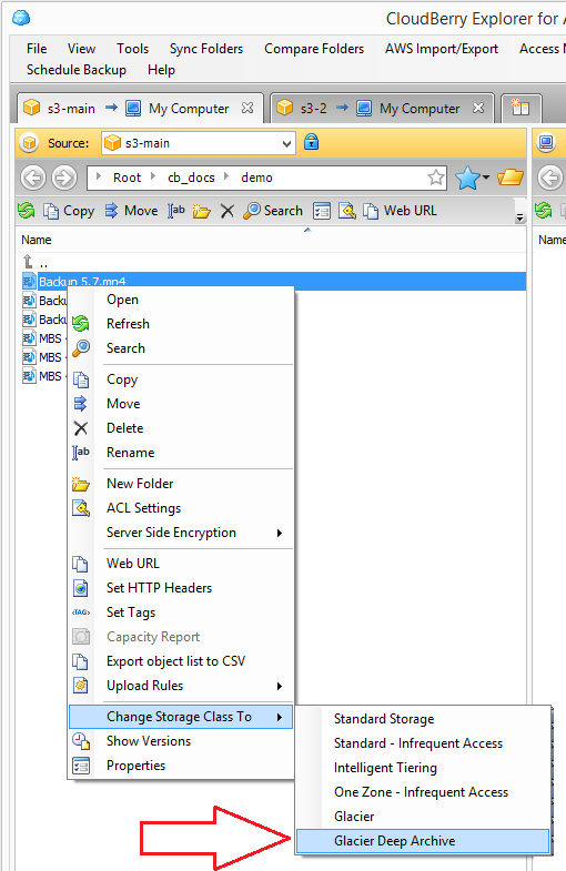 Amazon S3 Glacier Deep Archive in MSP360 Products