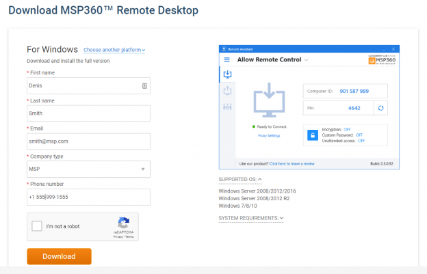 Activating MSP360 Remote Desktop