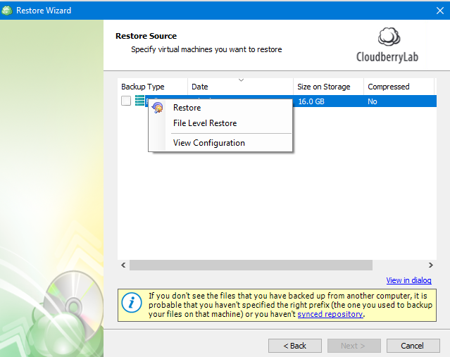 Restoring a VMware VM in MSP360 Managed Backup Service