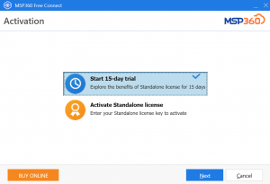 Starting MSP360 Connect Pro Trial